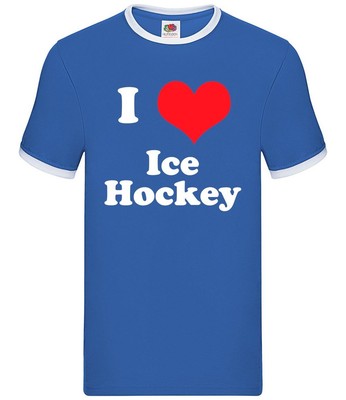 I Love Ice Hockey - Mens Ringer - Equipment Gift Clothing | eBay