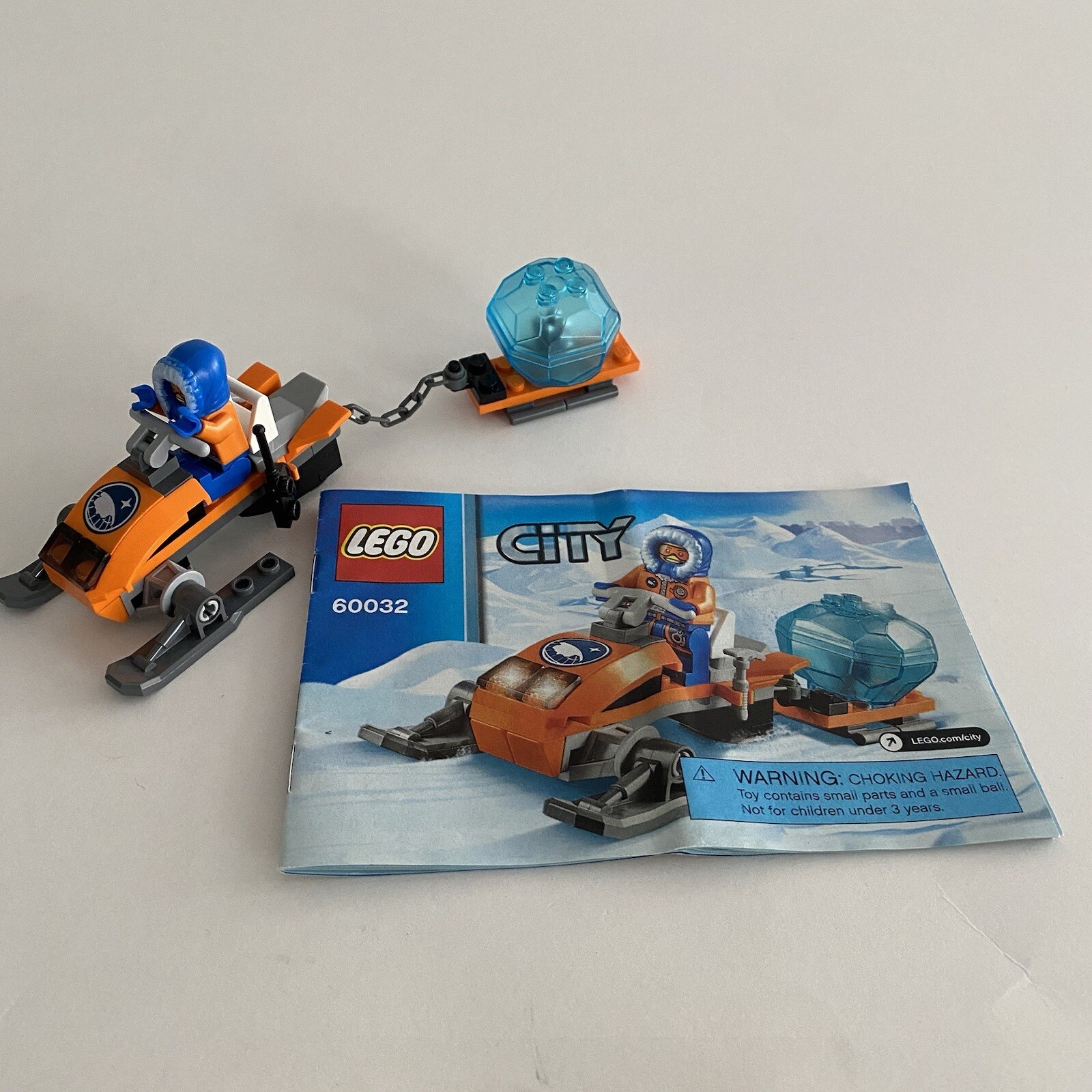 LEGO CITY Arctic Snowmobile 60032 Retired 100% Complete w/ Minifigure ...