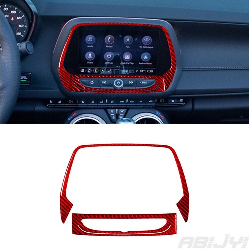 Red Carbon Fiber Interior 8-inch Touch Screen Cover Trim For Chevrolet ...