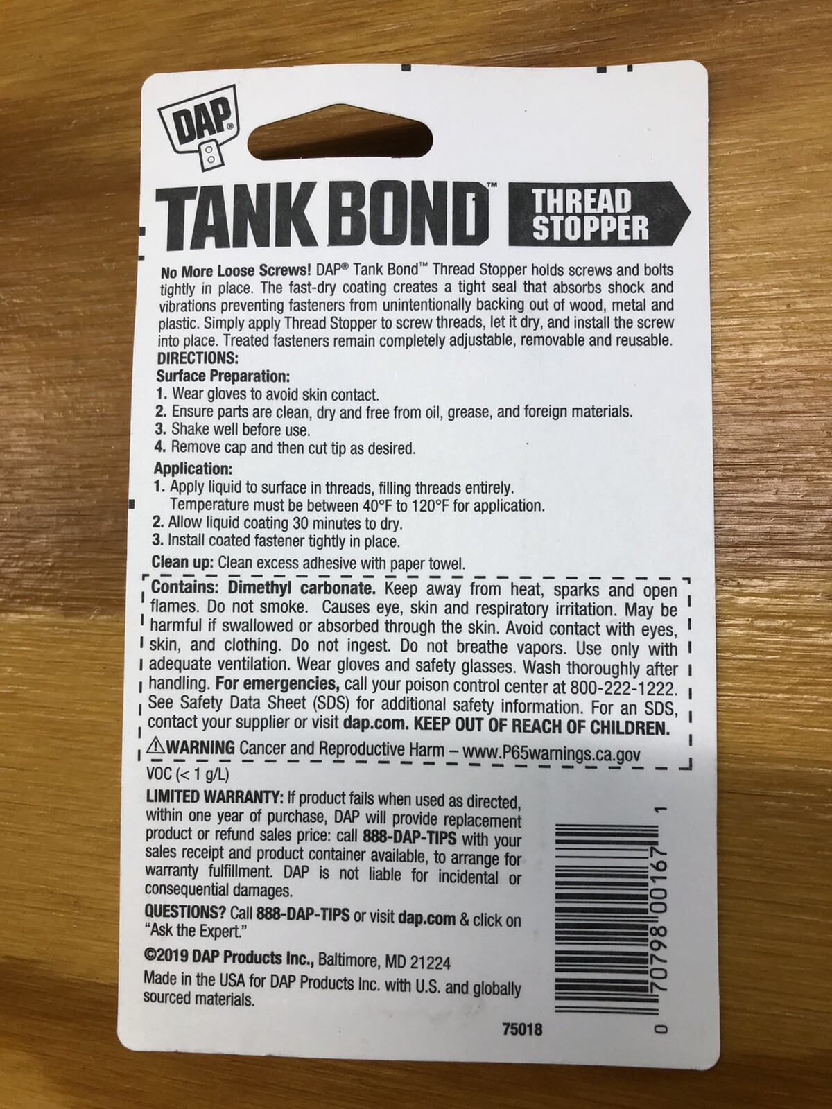 DAP UPC 7079800167 Tank Bond Thread Lock Stopper Multi Material 0.2 oz ...