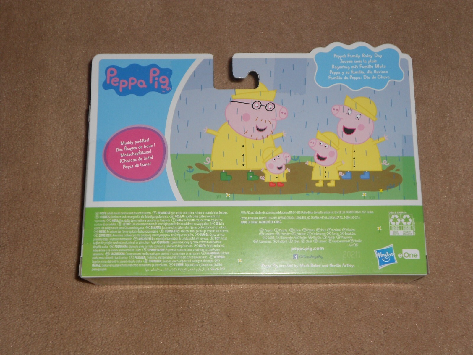 Peppa Pig Adventures Peppa's Family Rainy Day Rain Coat Figure 4-Pack ...