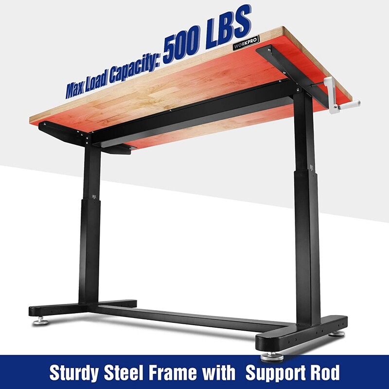 WORKPRO 60" 5FT Height Adjustable Work Table Wooden Top Standing Desk ...