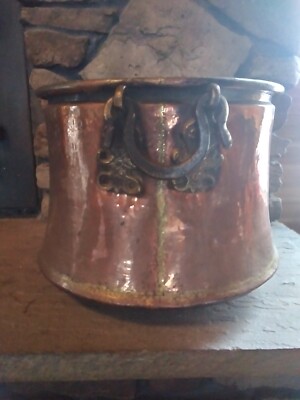 Large Antique Copper Kettle wit Brass Forged Handles. Beautiful | eBay
