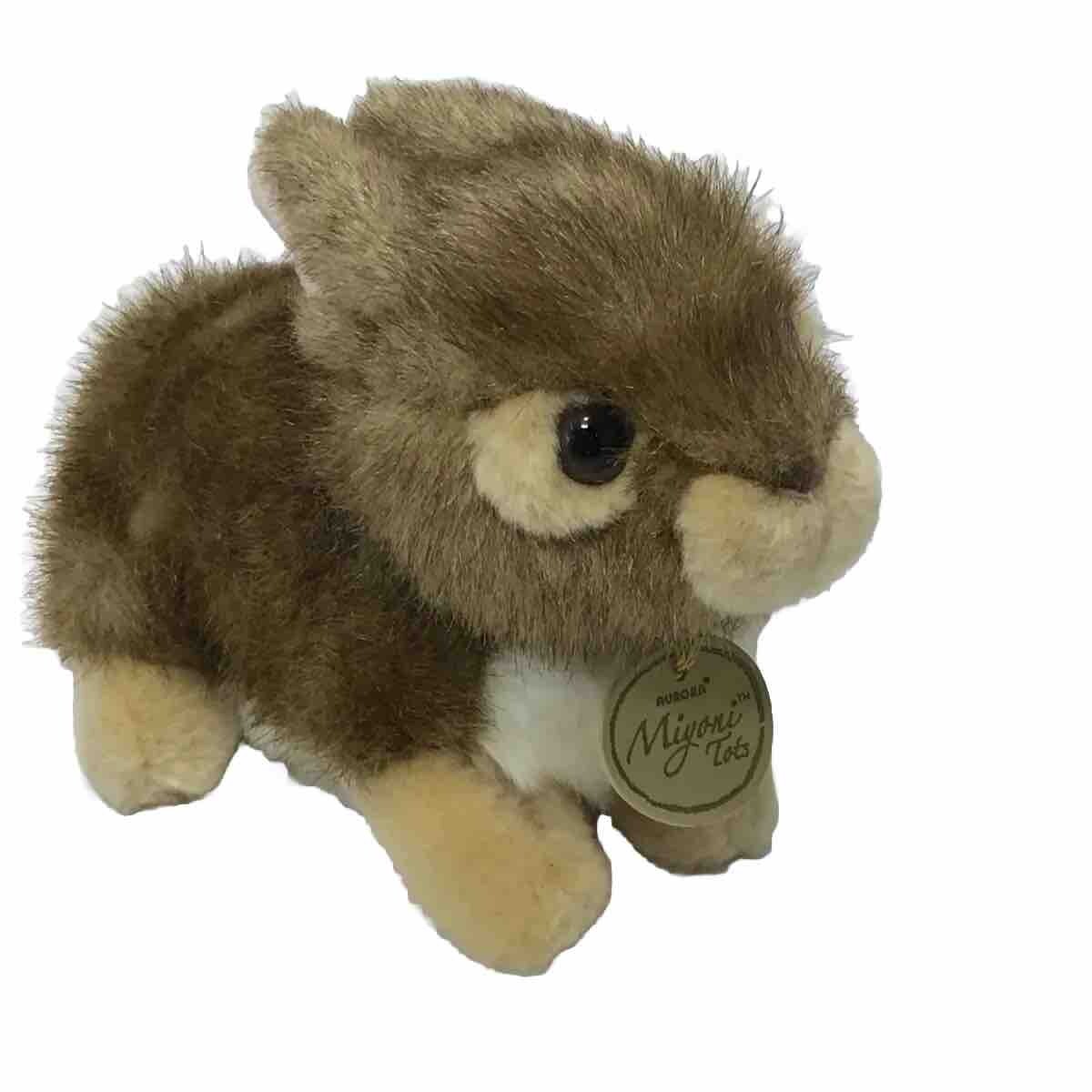 Plush Brown Bunny Rabbit Aurora Miyoni Tots Stuffed Easter Realistic 6 ...