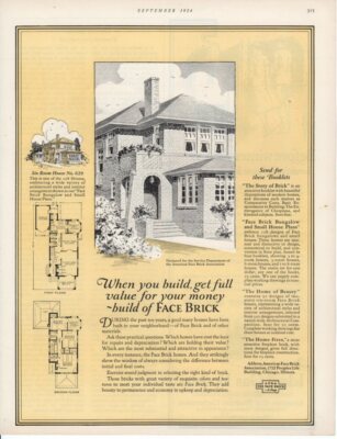 Vintage Print advertisement ad 1926 American Face Brick Association ...