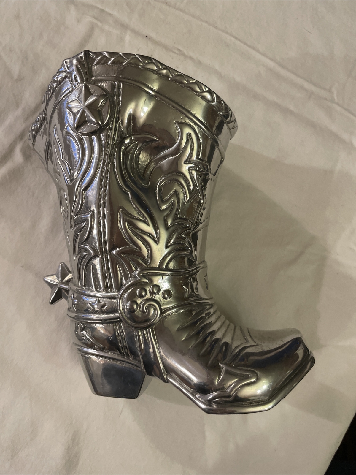 Arthur Court Cowboy Texas Boot Pitcher/Wine Cooler Vase Aluminum 2005 ...