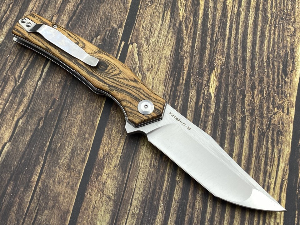 Sixleaf Folding Knife 9Cr13MoV Blade Wood Handle Camping Pocket Knife ...