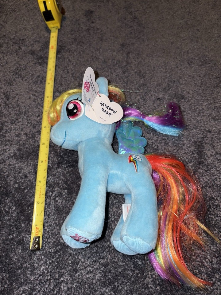 *RETIRED* Ty Beanie Boo RAINBOW DASH Lt Blue Pony Rainbow Hair (2016 ...