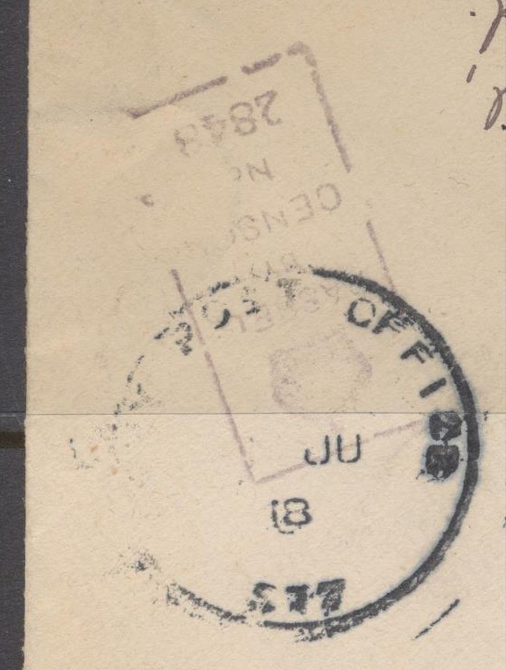 GB WW1 KGV 1918 FIELD POST OFFICE S77 Skeleton on Censored Cover to UK ...