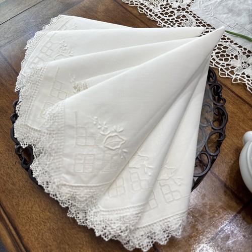 Vintage Hand embroidered Off White Dinner napkins set of 12, 16x16 | eBay