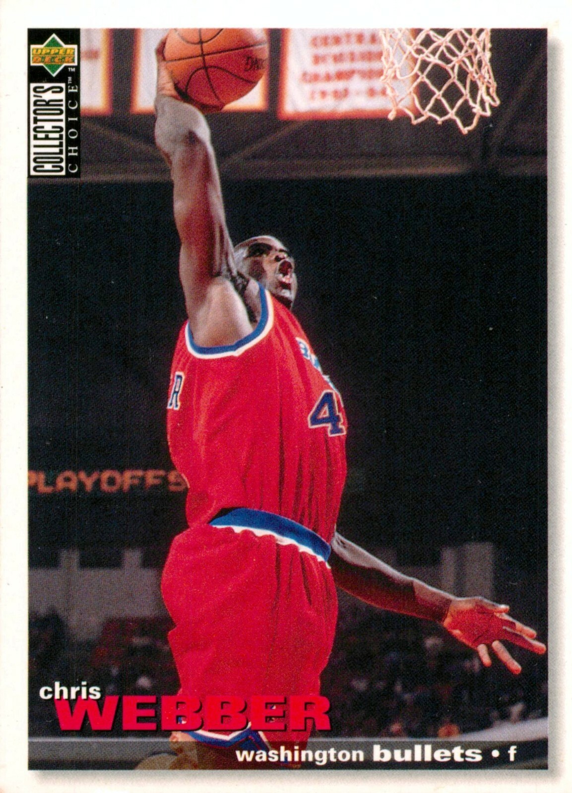 1995 WASHINGTON BULLETS NBA Card CHRIS WEBBER Collector's Choice | eBay ...