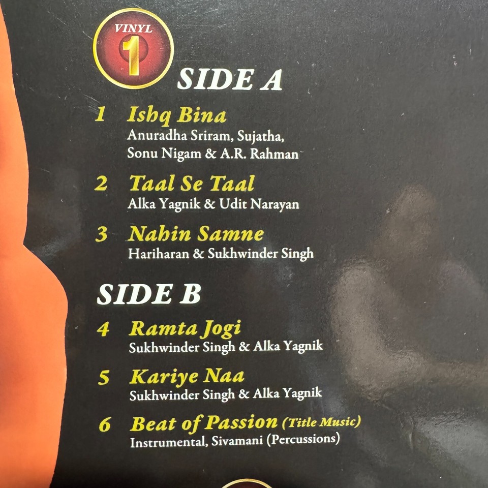 Taal Vinyl 2 LP Record A R Rahman Rare Bollywood Original Soundtrack ...