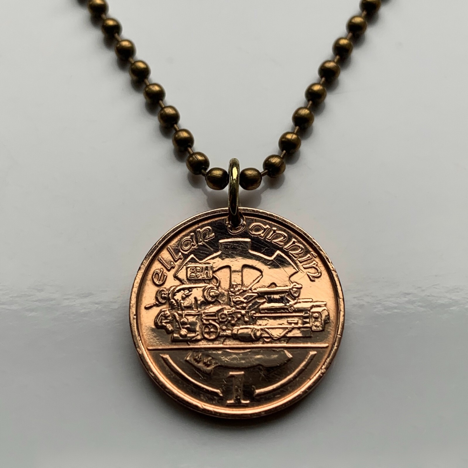 1991 Isle of Man 1 Penny coin pendant Manx precision lathe tools ...