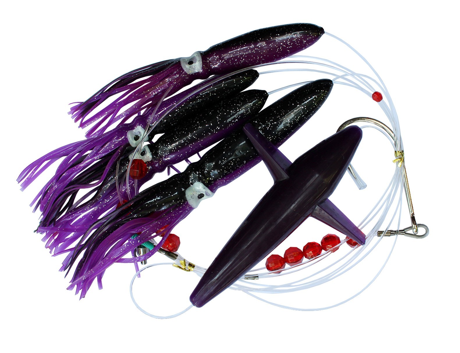 TACKLEWORKS Daisy Chain Tuna Mahi Bird + Shell Squids - Black/Purple | eBay