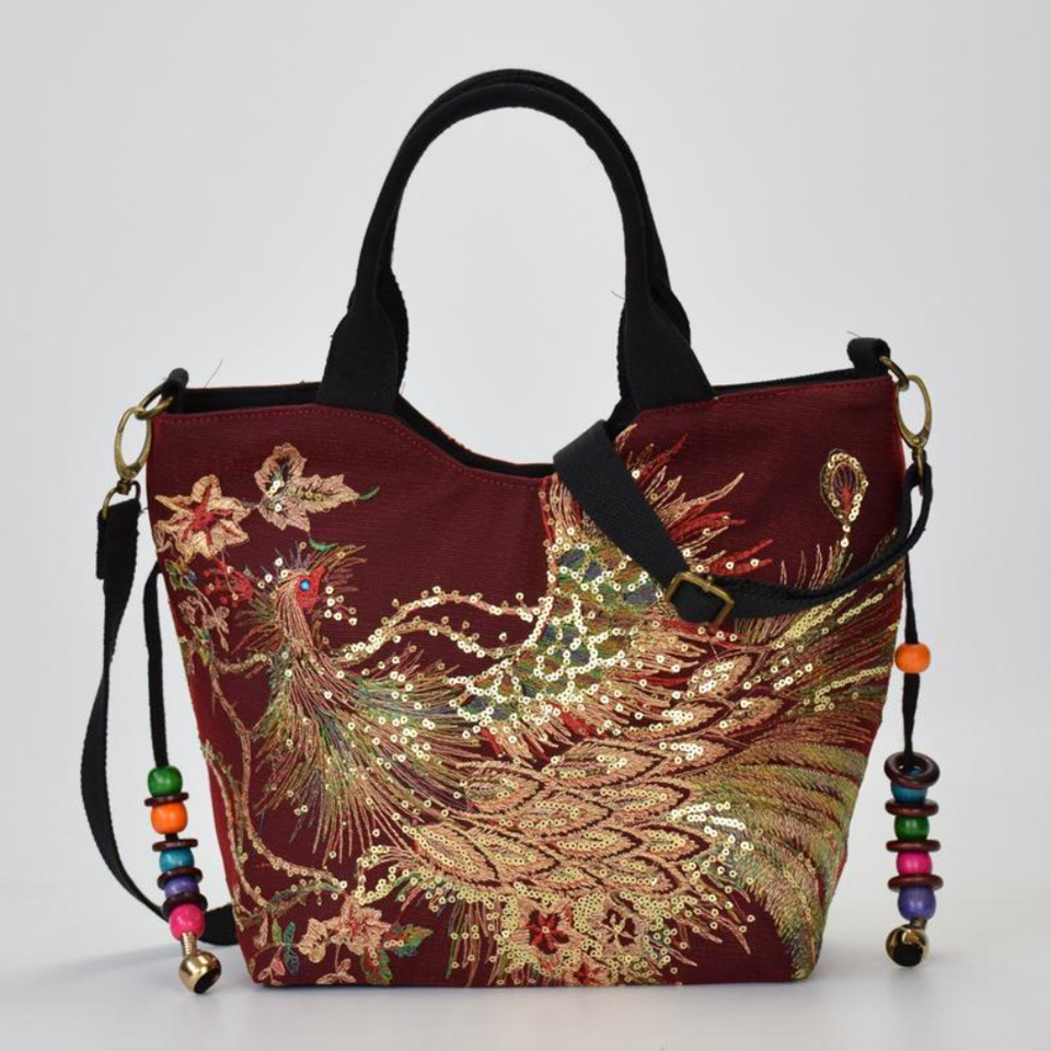 Lady Sequin Embroidery Bags Ethnic Canvas Handbag Shoulder Retro ...