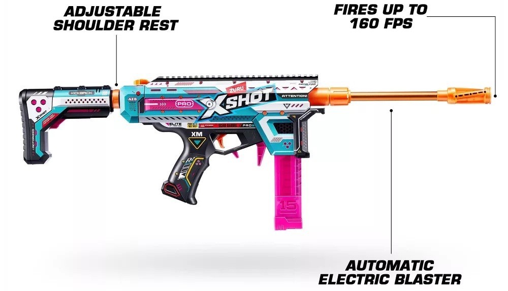 ZURU XSHOT Pro Motorized Piston Pump Spring Toy Half Dart Blaster for ...