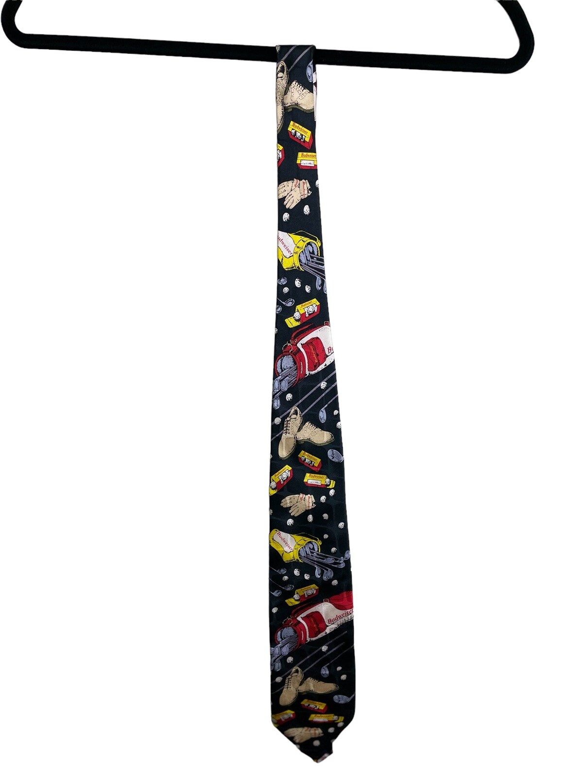 804. vintage 1999 budweiser beer novelty silk tie gol… - Gem