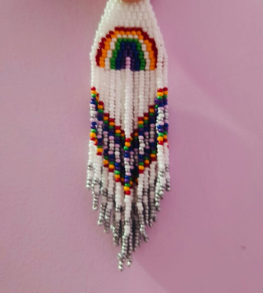 Tribal Earrings Native Large Boho American Seed Beads Handmade Earring ...