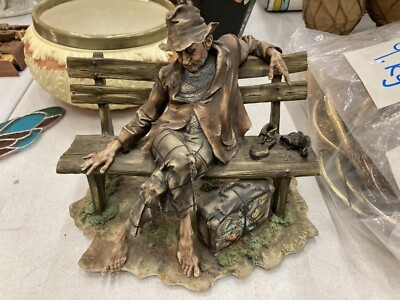 Fabulous Large Capodimonte Travelling Hobo Tramp on a Bench Figurine | eBay