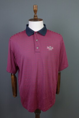 FJ FootJoy Pink Golf Striped Sports Wear Short Sleeve Polo Shirt Size L ...