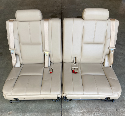 2007-2014 Tahoe 3rd third Row Seats Yukon Suburban Escalade Tan Leather ...
