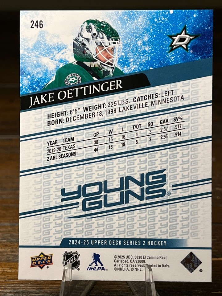 2024-25 Upper Deck Series Two #246 Jake Oettinger Young Guns Dallas ...