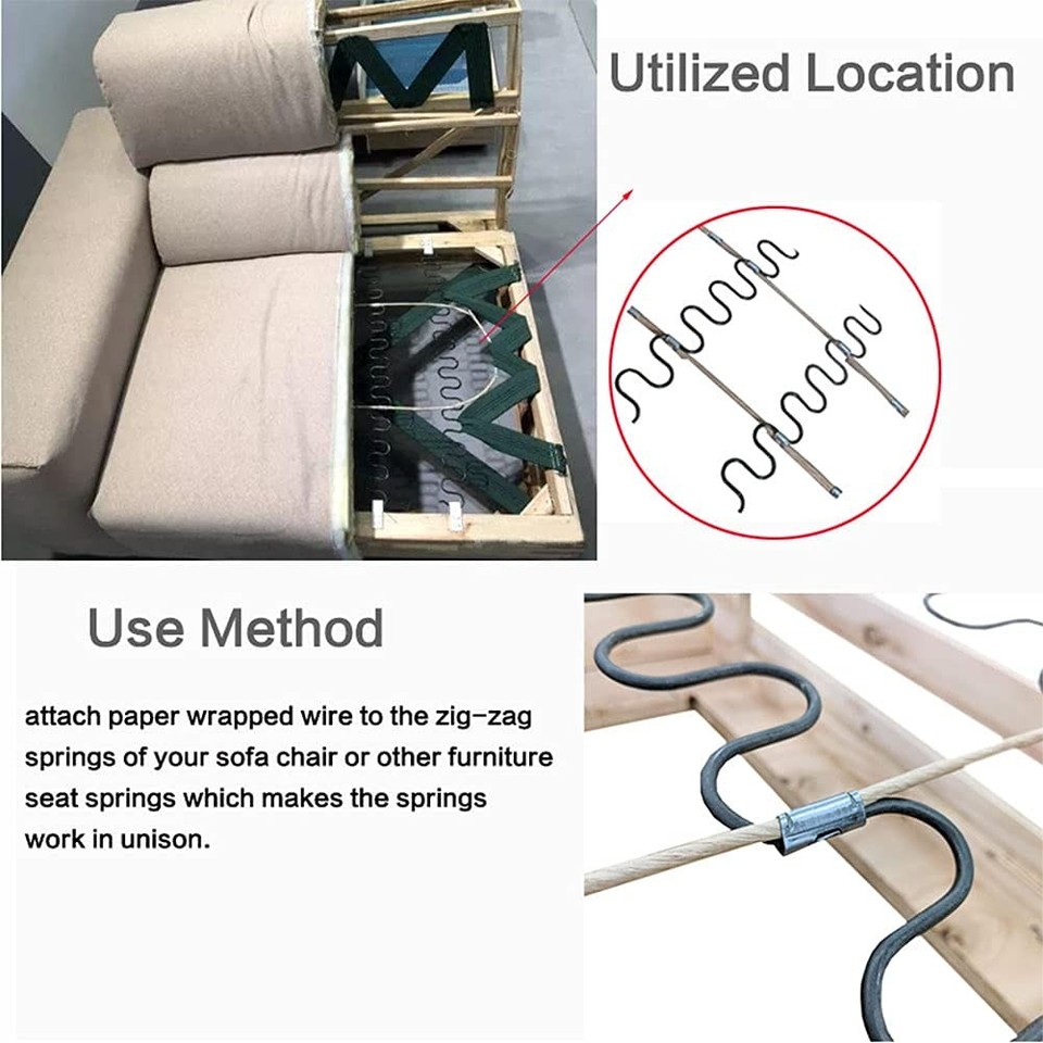 Upholstery Stay Wire for Sofa Furniture Springs, 9 Gauge with 40 Clips ...
