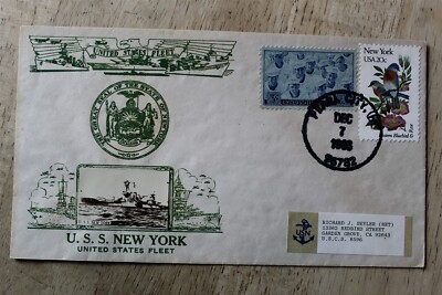 USS NEW YORK NAVAL COVER DEC 7, 1966 CROSBY CACHET PEARL HARBOR ...