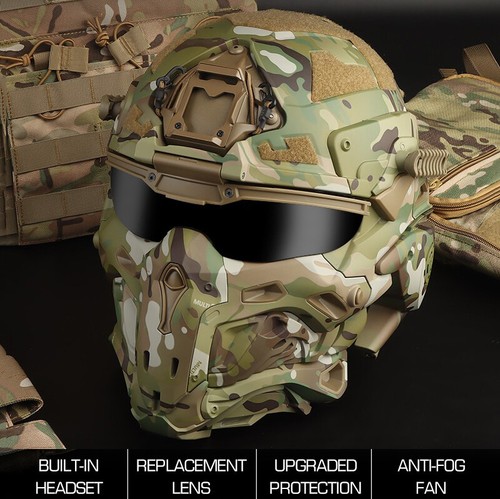 Tactical Assault Helmet Ii Built-In Headset with Mask Rail Anti-Fog ...