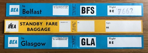 3x Vintage Luggage Baggage Identification Tags Glasgow Standby Belfast ...