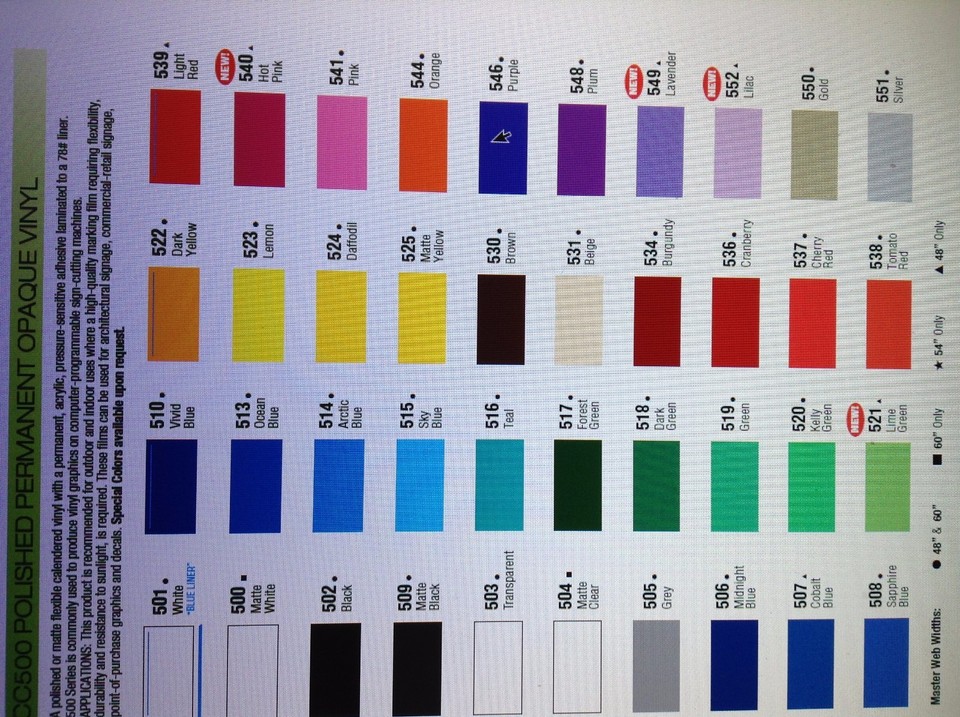 12" Adhesive Vinyl (Craft hobby/sign),10 Rolls@ 5' Ea.(40 Colors),by ...