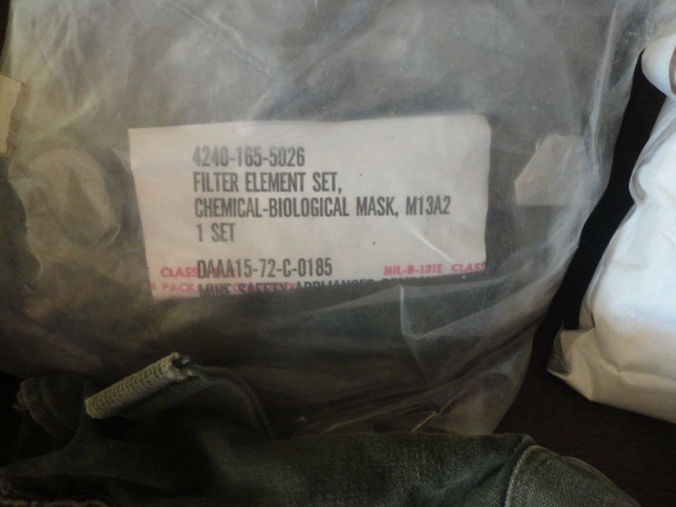 Bio Chemical Hooded Gas mask with extra Filters M13A2 in package | eBay