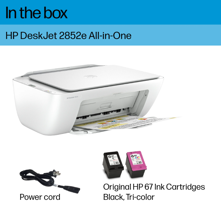 HP DeskJet 2852e Wireless All in One Color Inkjet Printer, Scanner ...