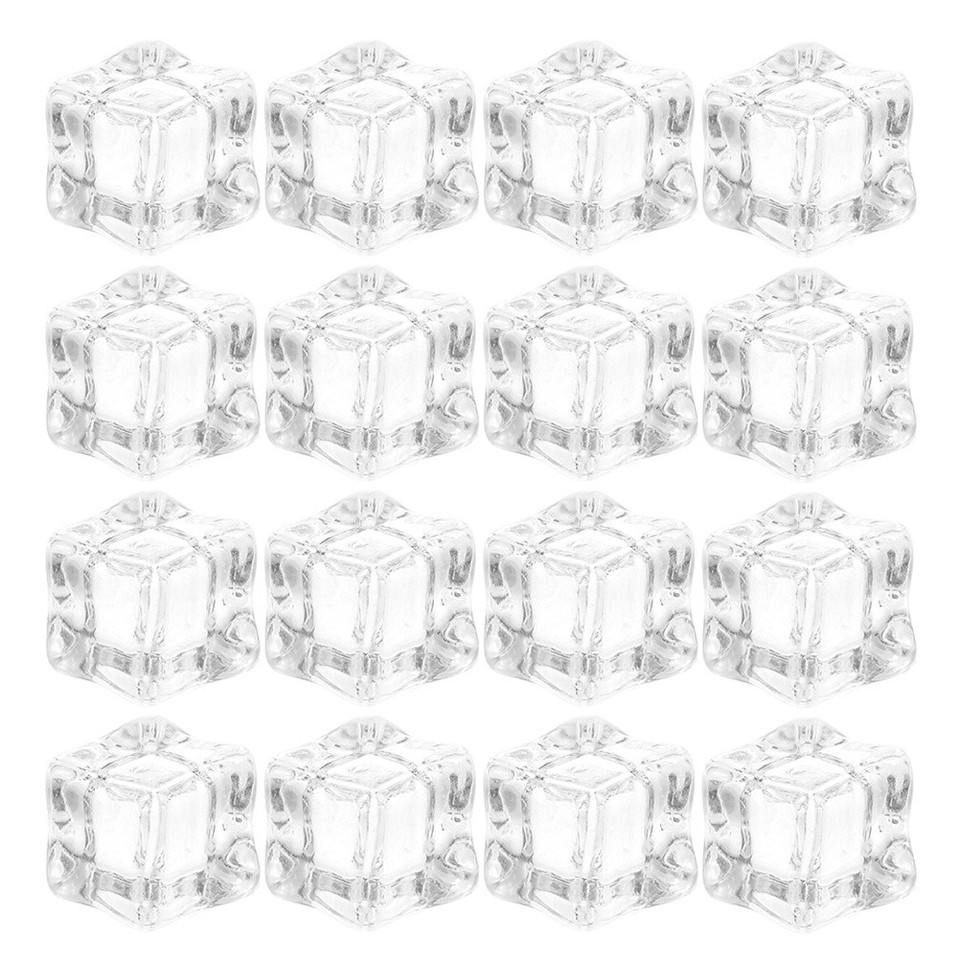 120PCS Acrylic Ice Cubes: Clear Fake Square Shape Ice Rocks Artificial ...