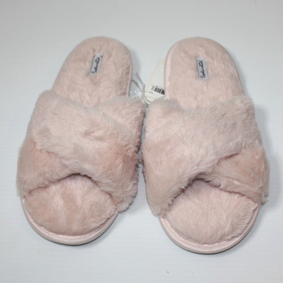 Splendid Faux Fur Slippers in Crystal Pink size M/L Brand New MSRP $48 ...