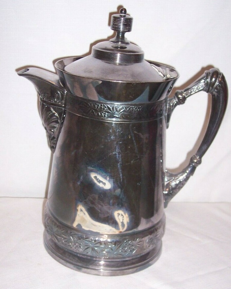 12 " TALL SILVER PLATED WATER TANKARD PATENTED 1888 MERMOD & JACCARD ST ...