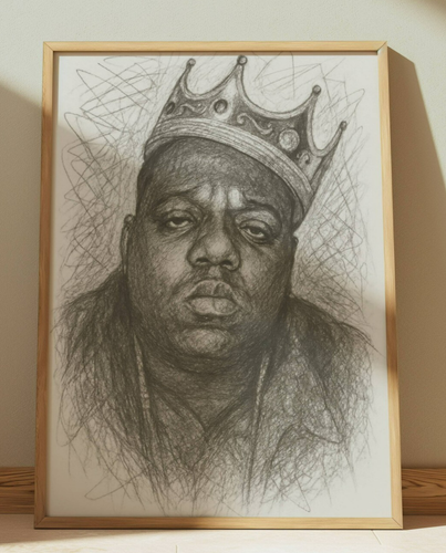 The Notorious B.I.G. DRAWING PRINT PORTRAIT SKETCH 8" x 10" BIGGIE ...