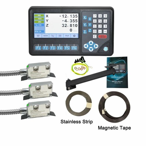 LCD 3 Axis DRO Display with 3pcs Magnetic Sensor +2M Magnetic Tape Mill ...