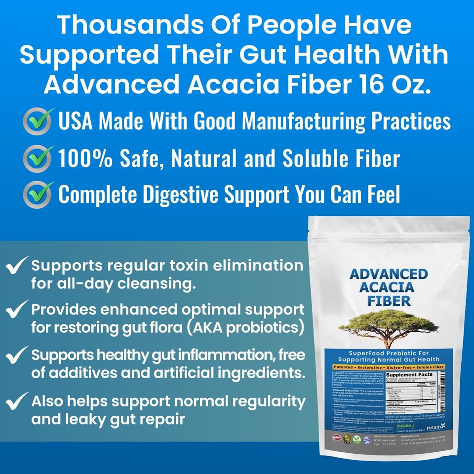 Advanced Acacia Fiber Powder 2.5 Ibs Soluble Fiber Leaky Gut Repair ...