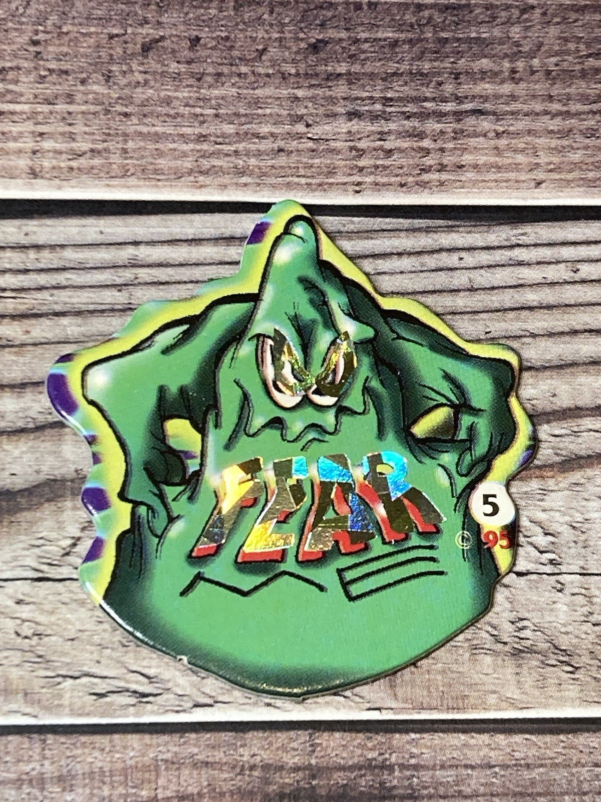 Die-cut Fear Me Green Ghost Spooky Pog Milk Cap #5 Vintage 1995 | eBay