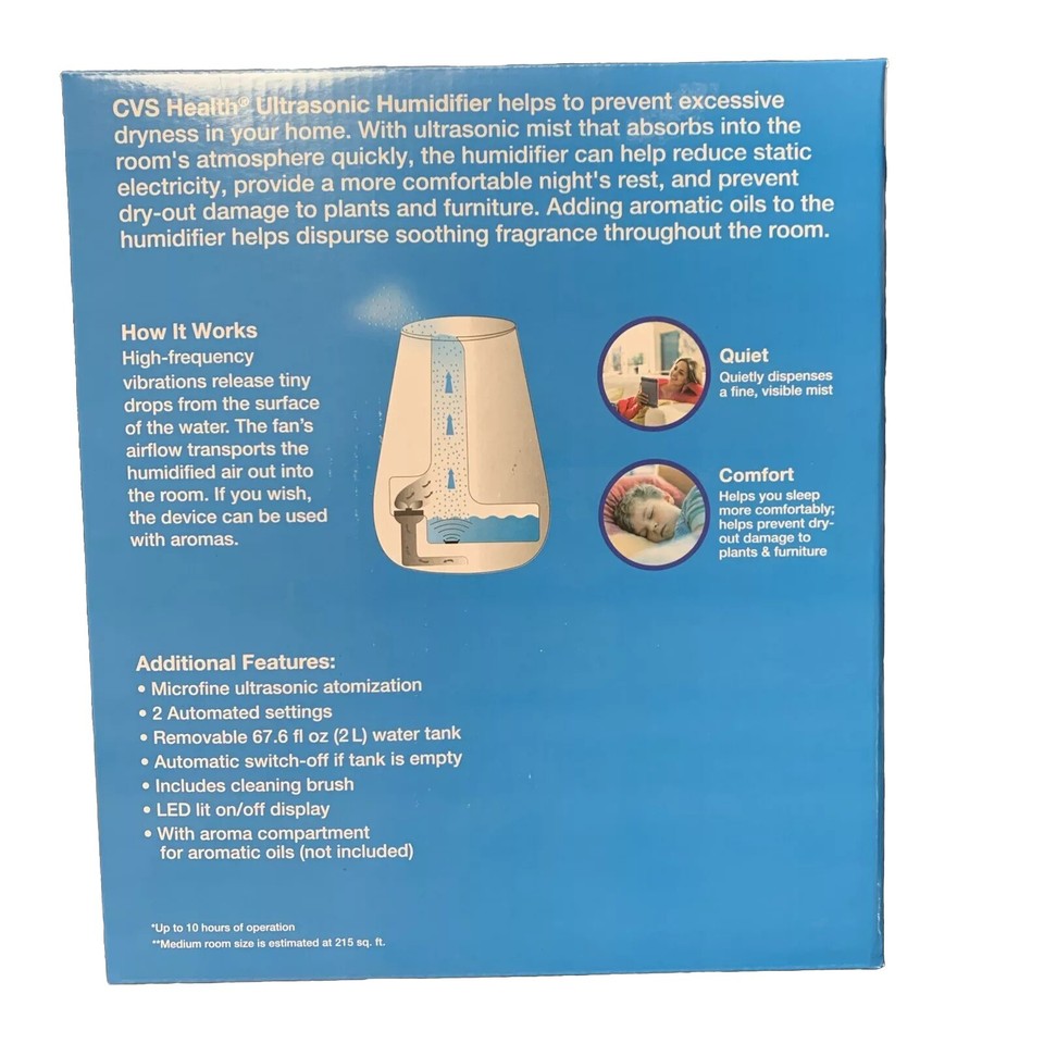 Ultrasonic Cool Mist Humidifier No Filters Required White CVS Health | eBay