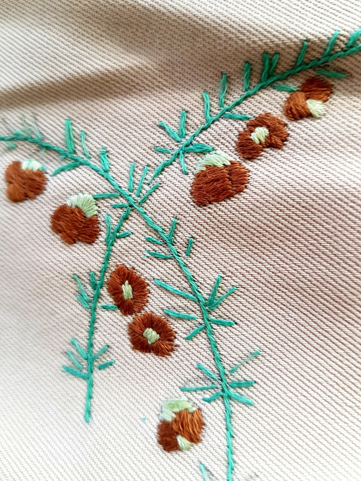 VTG AUSTRALIAN BLUE WREN ON FLOWERING GUM W BORONIA HAND EMBROIDERED ...