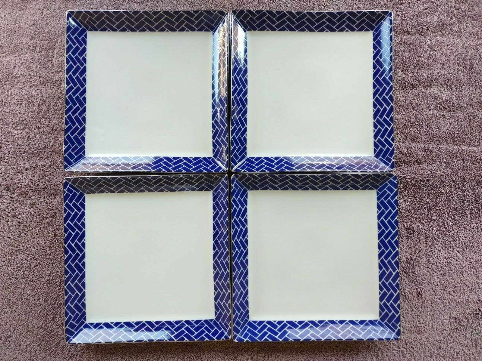 Charter Club Grand Buffet Trellis Indigo Square Salad Accent Plates 8 1 ...