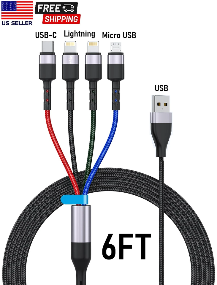 Multi Universal Charging Cable USB C Apple, Micro USB Fast Ch 100W-MFi ...