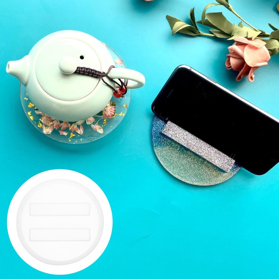 1 PZ Silicone Phone Phone Stampo Round Coaster Stampo Stampo Stampo ...