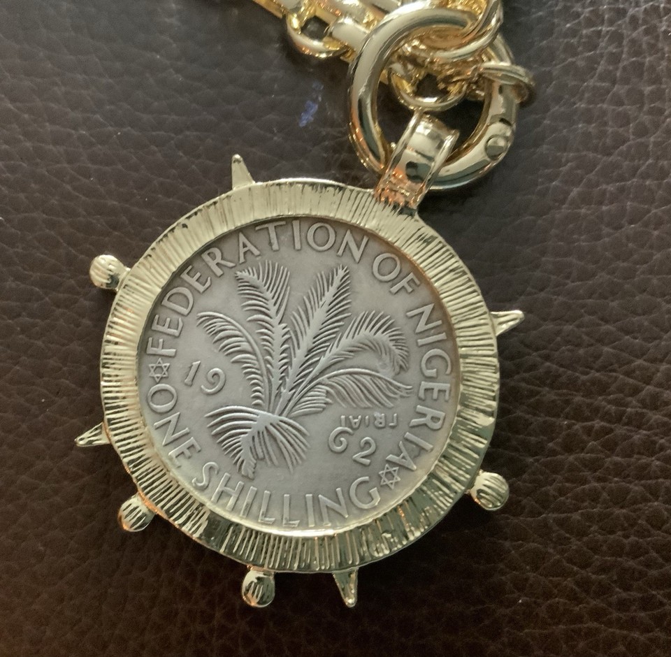 Queen Elizabeth Gold Coin Necklace Pendant Large Chunky Steampunk Chain ...