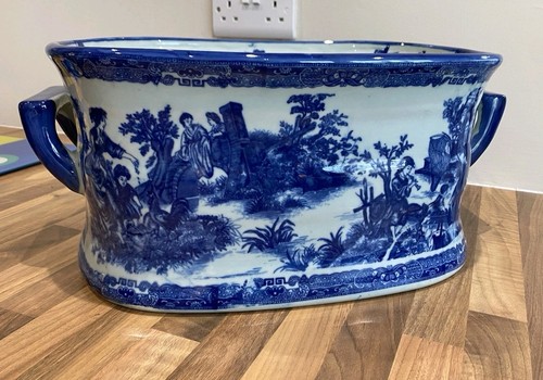 Vintage Large Ironstone Victoria ware Planter Trough Blue & White ...
