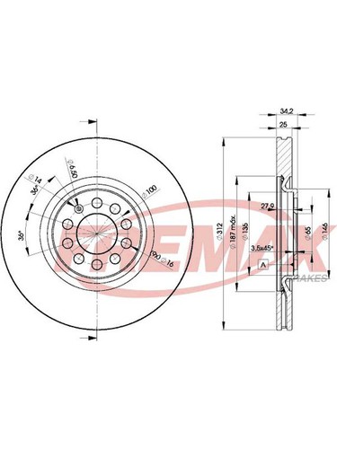 Fremax Brake Disc Front Pair fits Volkswagen Polo 1.4 9N 16V (BD-5620 ...