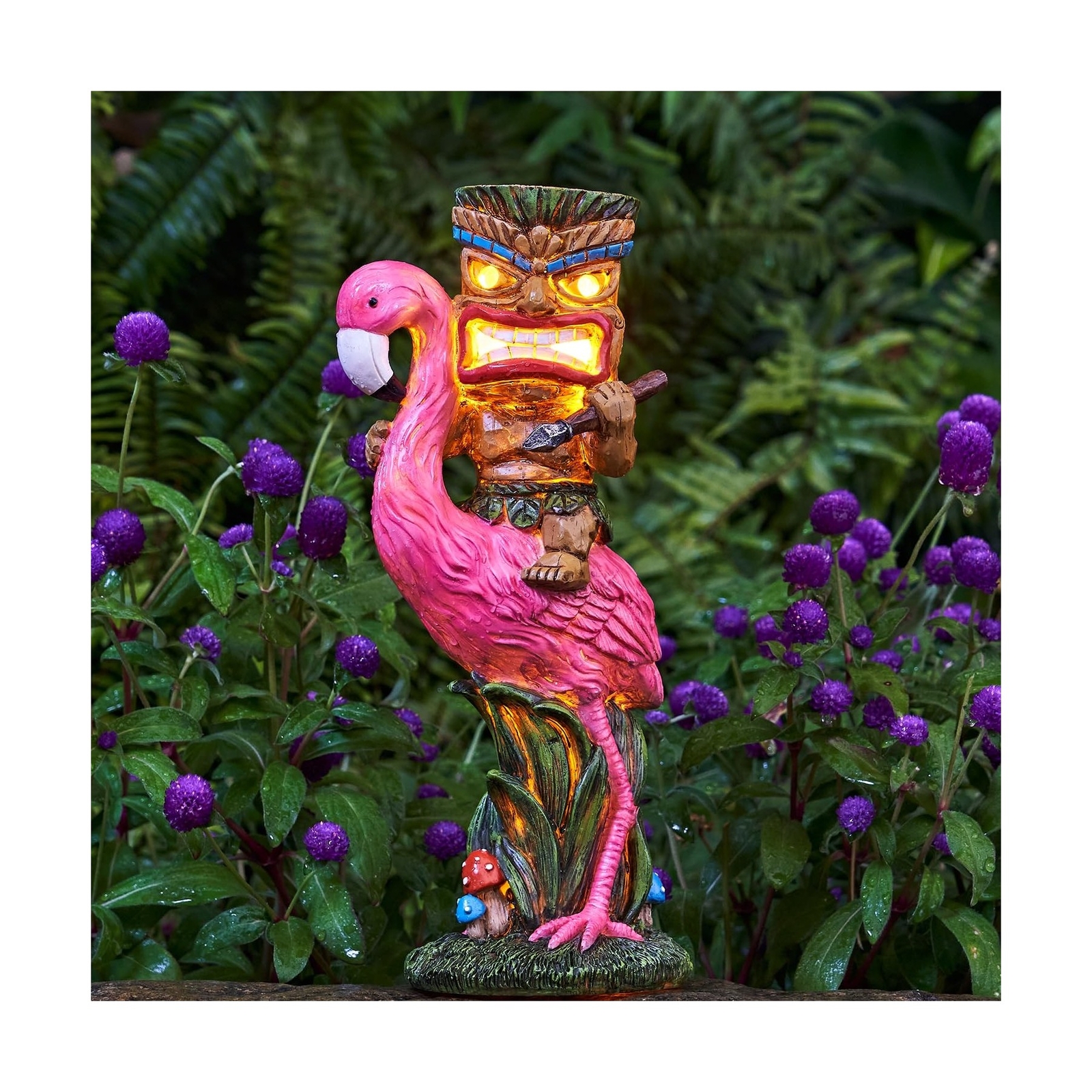 Solar Tiki Statue-Outdoor Statues-Tiki Bar Decor - Solar Powered Garden ...