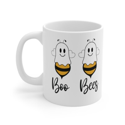 Mug Halloween Novelty Boo Bees Funny Gift Breast cancer awareness ...